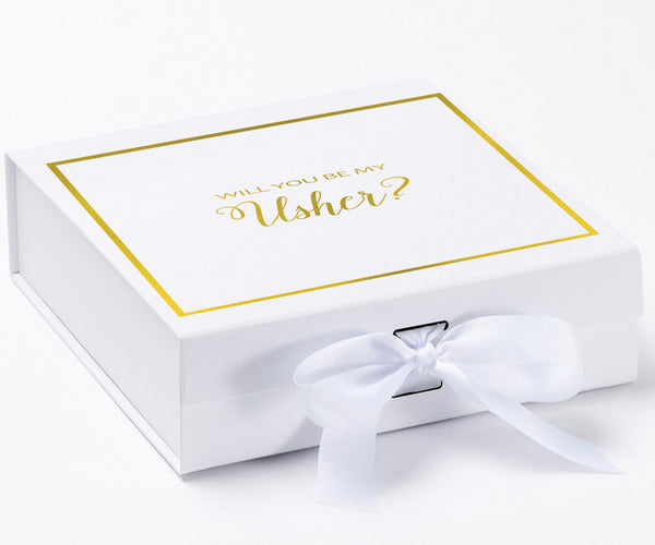 Will You Be My Usher? Proposal Box White - Border – WeddingGoodies